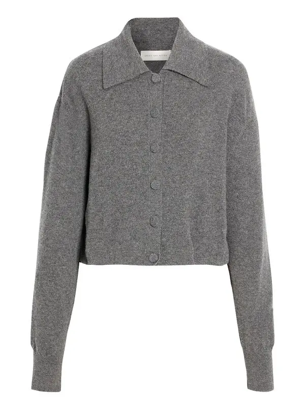 Dries Van Noten Cashmere Collared Cardigan - Dark Gray