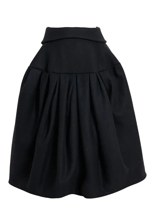 Dries Van Noten Gathered Wool-blend Felt Midi Skirt - Black