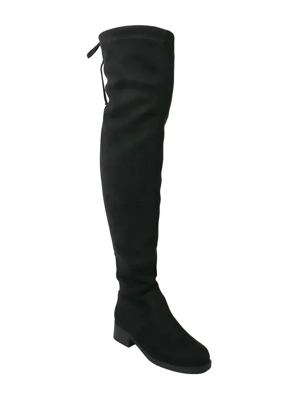 Frederick's Of Hollywood Letizia Thigh High Stretch Boots - Black Suede