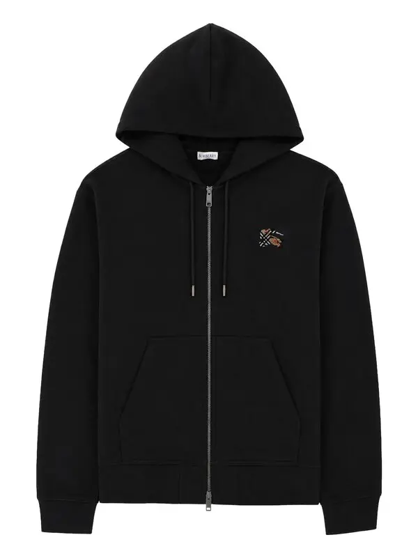Burberry Felpa Con Cappuccio E Zip - Black
