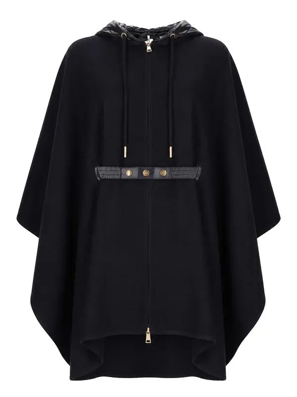 Moncler Padded Wool Blend Cape - Blue