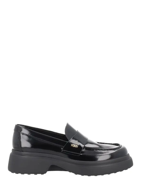 TOD'S Brushed Leather Loafers - Black
