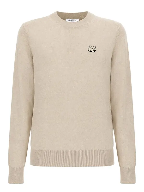 Maison Kitsuné Fox Head Crewneck Sweater - Beige