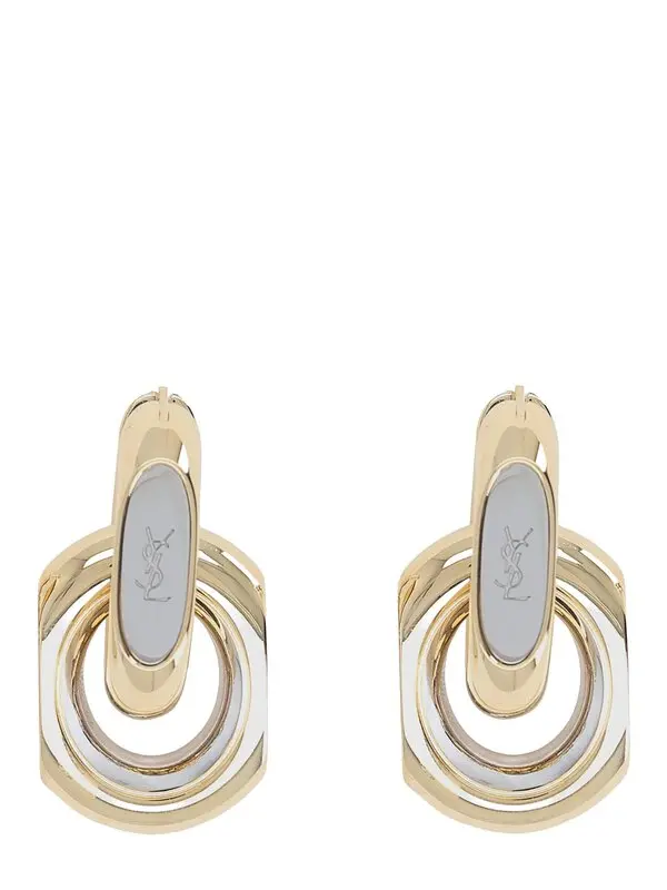 Saint Laurent Cassandre" Double Ring Earrings - Gold