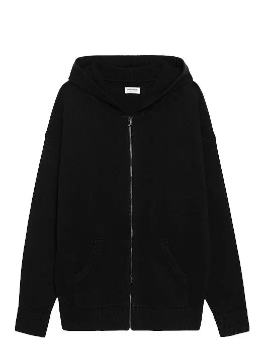 Zadig&Voltaire Camille Cashmere Zip-up Hooded Cardigan - Black