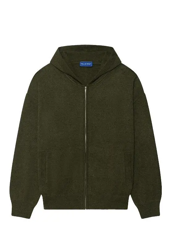 Zadig&Voltaire Camille Cashmere Zip-up Hooded Cardigan - Kaki