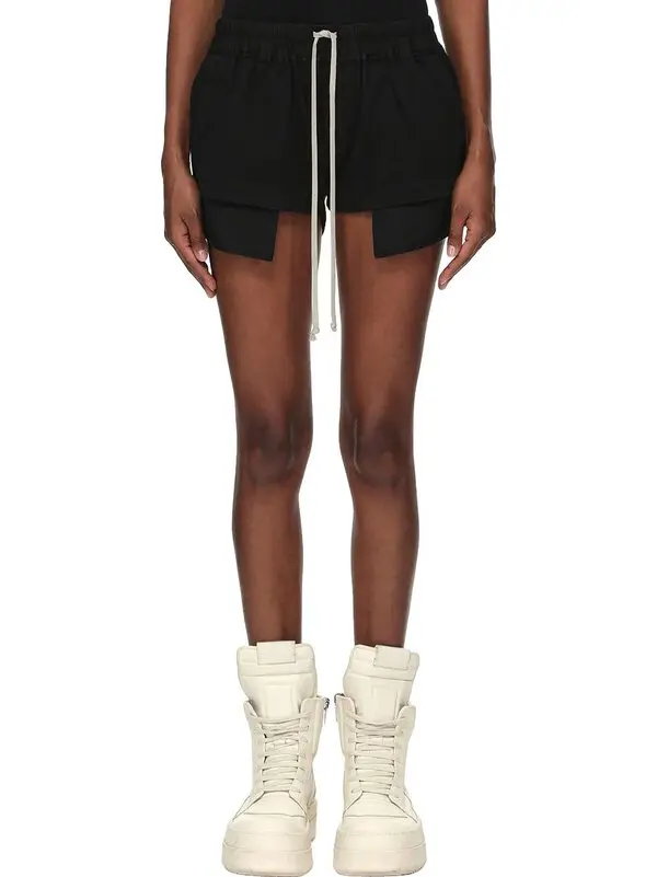 Rick Owens Cotton Shorts With Elastic Waistband And Drawstring - Nero