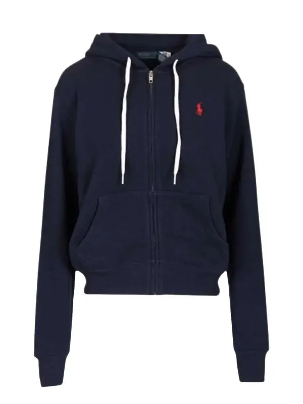 Ralph Lauren Zip-up Cropped Hoodie - Navy