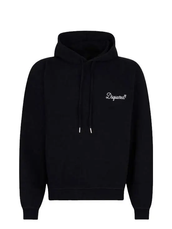 Dsquared2 Relaxed Fit Hoodie With Logo Detail - Black