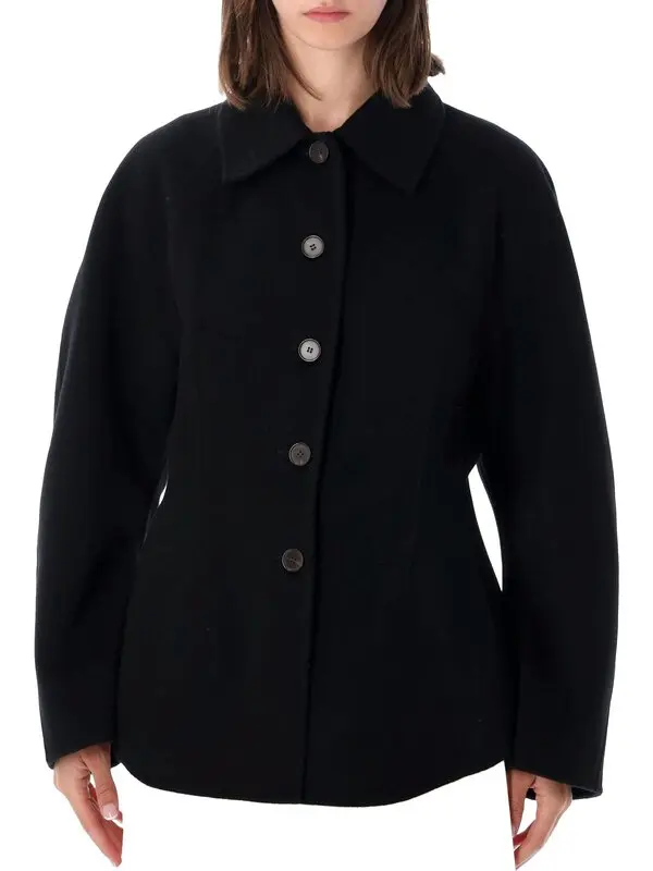 RÓHE Double-faced Wool Sculptural Sleeve Jacket With Cinched Waist - Nero