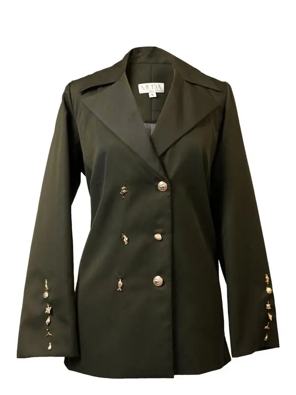 MUDA CLOTHING FZ LLC Olivia Blazer Double Breasted Gaberdine - Green