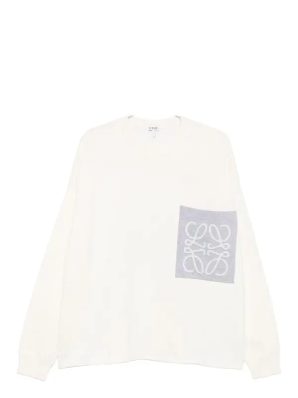 Loewe Anagram Logo Pocket Cotton Sweater - Beige