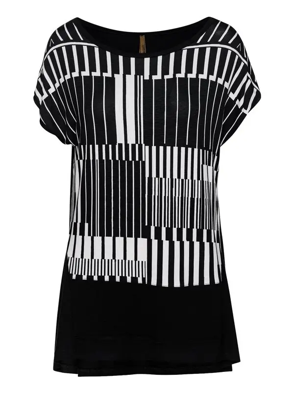 CONQUISTA Print Sleeveless Top - Black