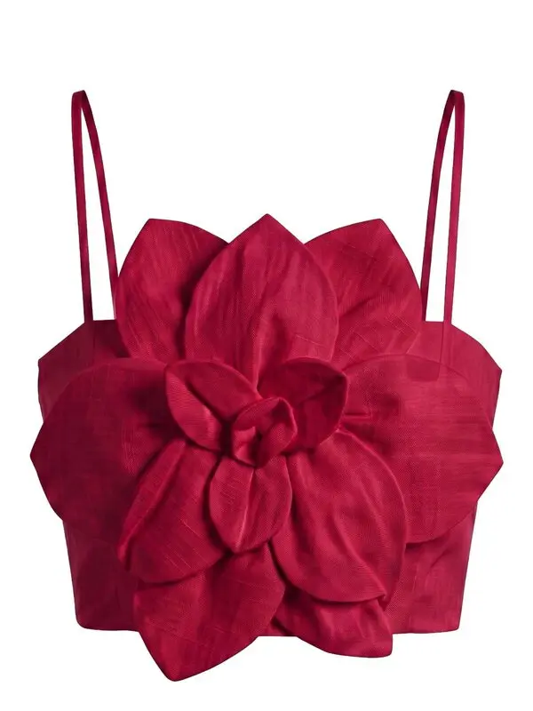 Yumi Kim Sahara Linen Top With 3d Embellishment - Red
