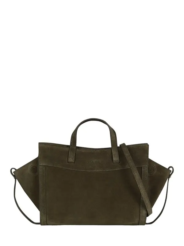 SAONARA BRAND Saonara Mini Shopping Olive Suede Bag - Green