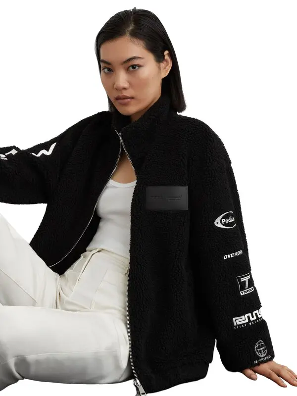 REISS X Mclaren Racing Logo Fleece Jacket - Black