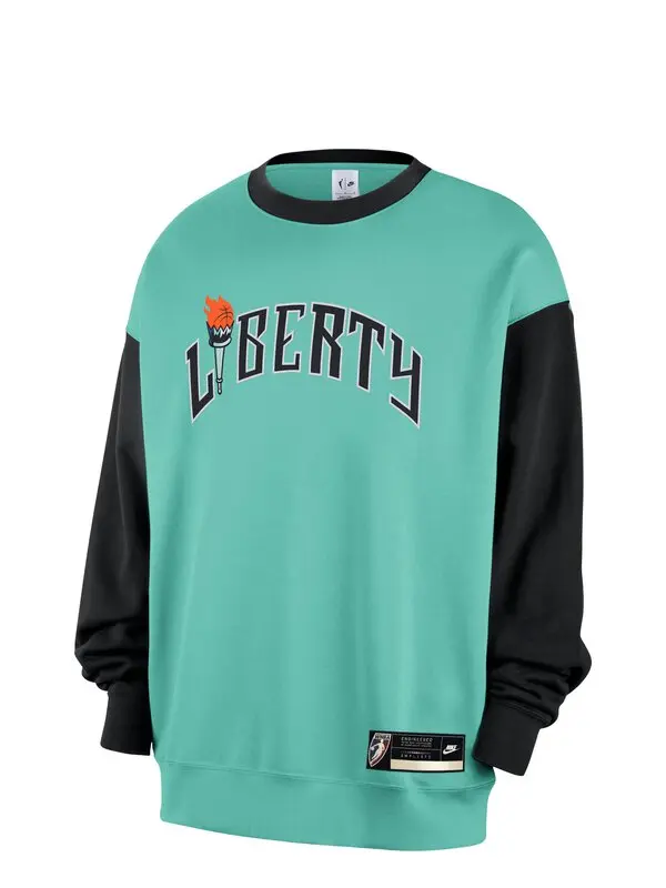 Nike New York Liberty Court Origins Wnba Fleece Crew-neck Sweatshirt - Mint/black