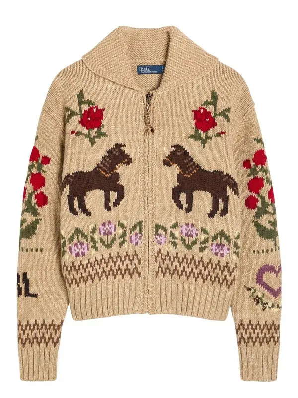 Polo Ralph Lauren Intarsia Zip-up Cardigan - Beige