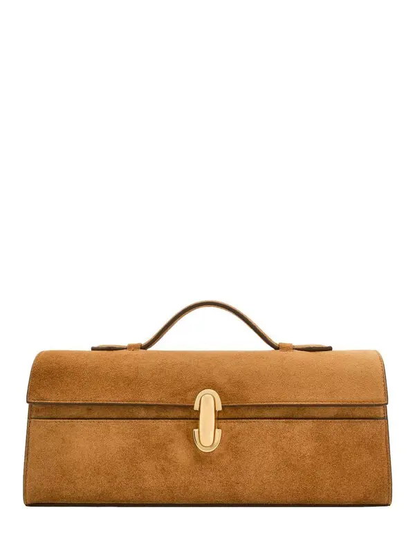 Savette Slim Symmetry Suede Pochette - Tan