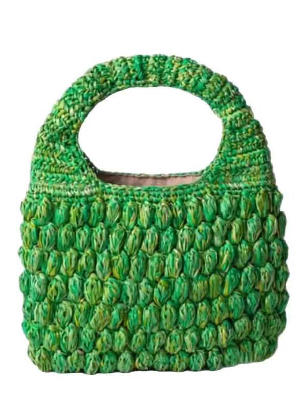 YUMI WEAVES Limited Mini Raffia Evening Handbag - Green