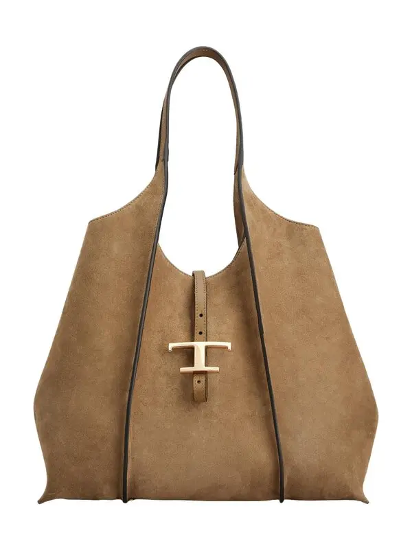 TOD'S Timeless Suede Shopping Bag Medium - Brown