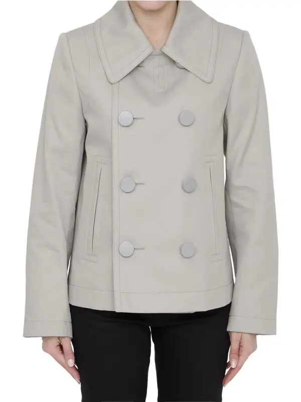 Bottega Veneta Double Breasted Peacoat - Gray