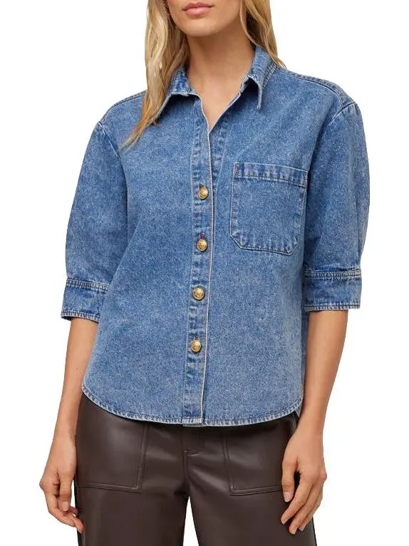 Fifteen Twenty Suri Elbow Sleeve Button-up Shirt - Denim
