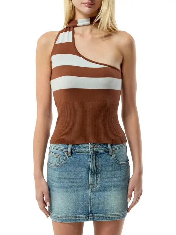 PACSUN Vanessa Scarf Knit Top - Brown