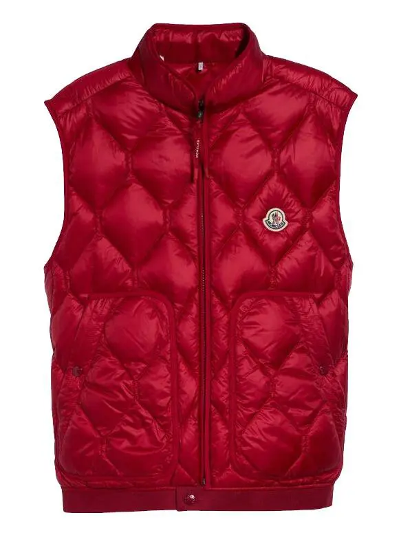 Moncler Erelia Diamond Quilted Down Vest - Deep Red
