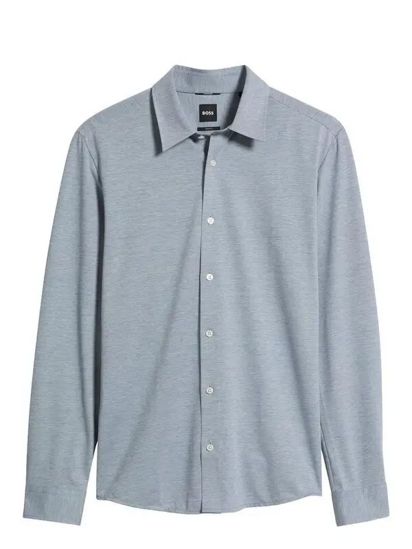 BOSS Roan Slim Fit Performance Button-up Shirt - Blue Grey