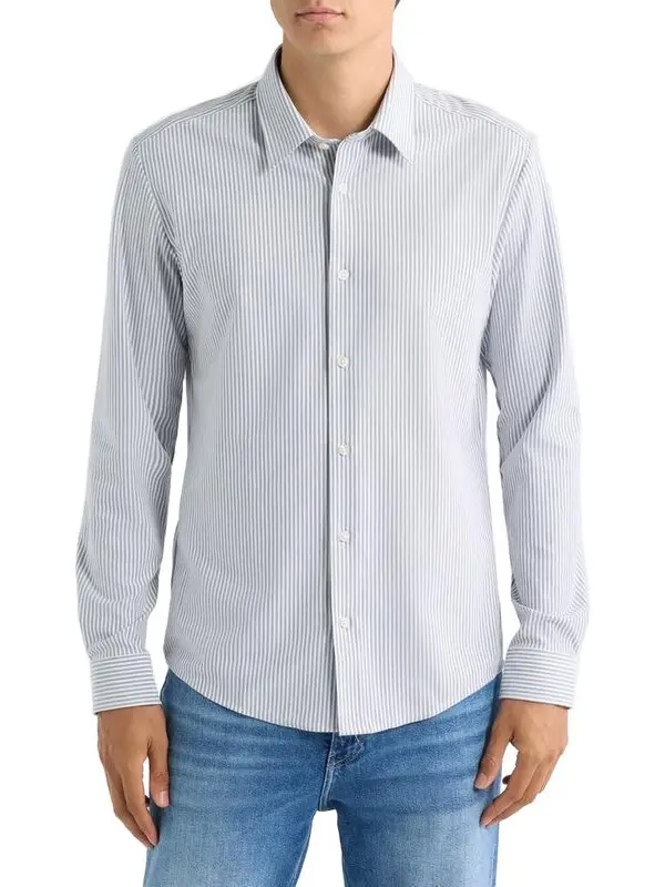 BOSS Roan Slim Fit Performance Button-up Shirt - Dark Blue