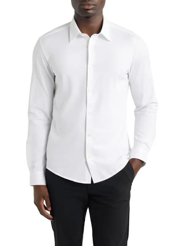 BOSS Roan Slim Fit Performance Button-up Shirt - White