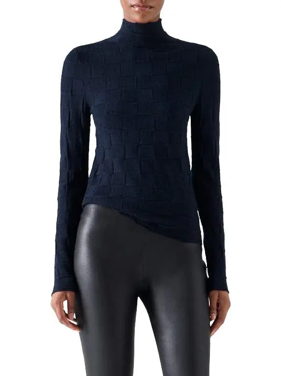 Akris 3d Dice Virgin Wool Turtleneck Sweater - Navy