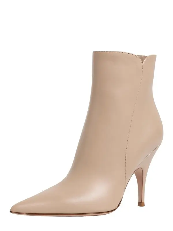 GIANVITO ROSSI Vitello Glove Ankle Boots - Sand