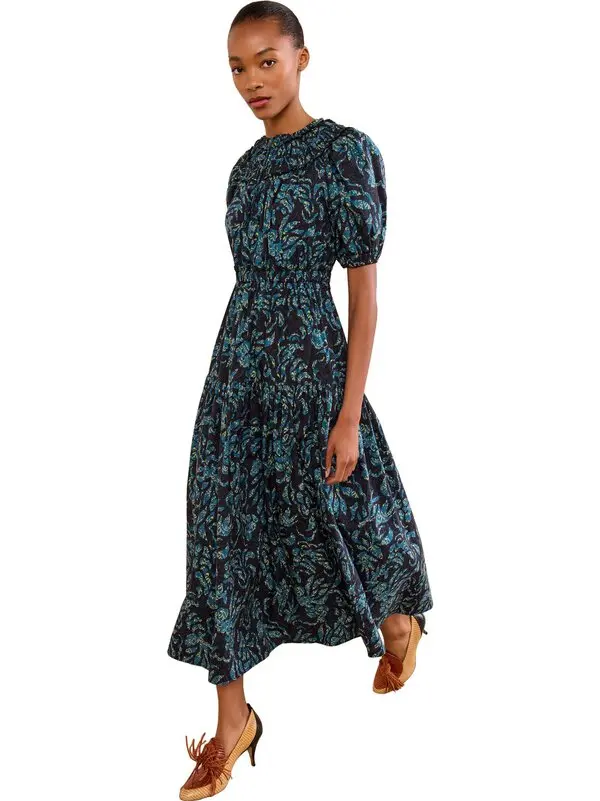 Ulla Johnson Othella Short Sleeve Cotton Dress - Midnight