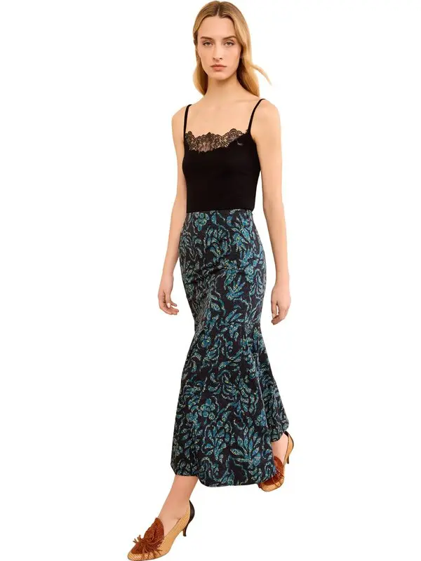 Ulla Johnson Clarisse Trumpet Midi Skirt - Midnight