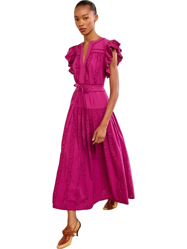 Ulla Johnson Dani Short Sleeve Cotton Dress - Orchid