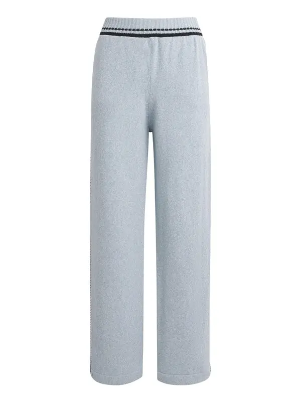 BARRIE Mottled Cashmere Wide-leg Trousers - Blue