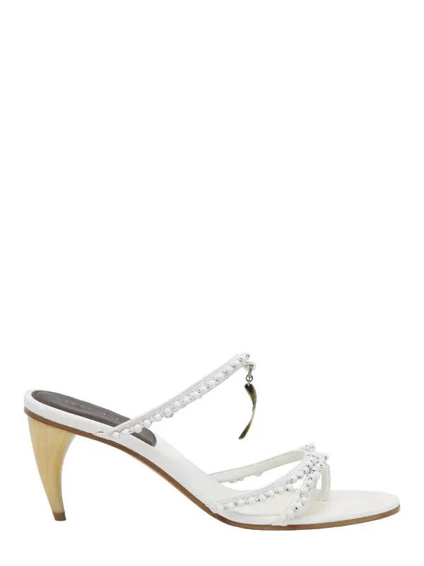 Alexander McQueen Beaded Rosa Heeled Sandals - White