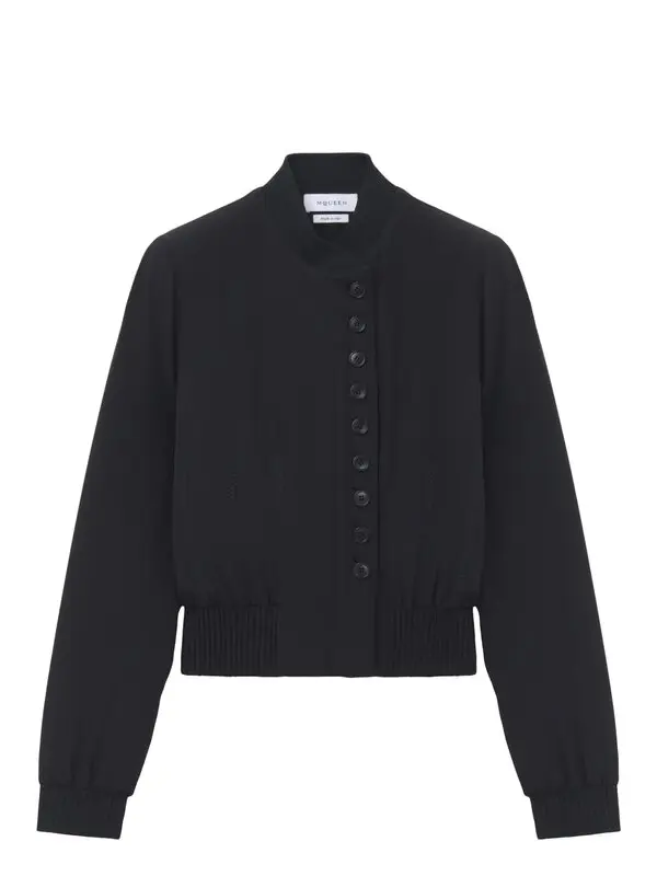 Alexander McQueen Silk Bomber Jacket - Black