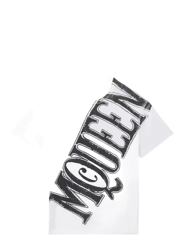 Alexander McQueen Cotton-linen Diagonal Logo T-shirt - Neutral