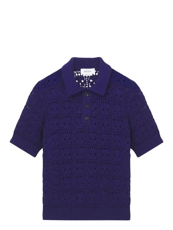 Alexander McQueen Crochet-skull Polo Shirt - Blue