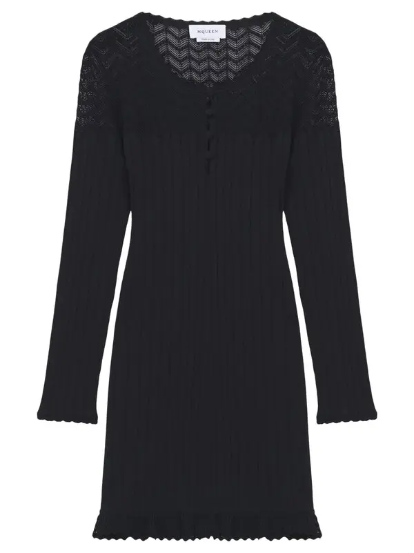 Alexander McQueen Pointelle Knit Mini Dress - Black