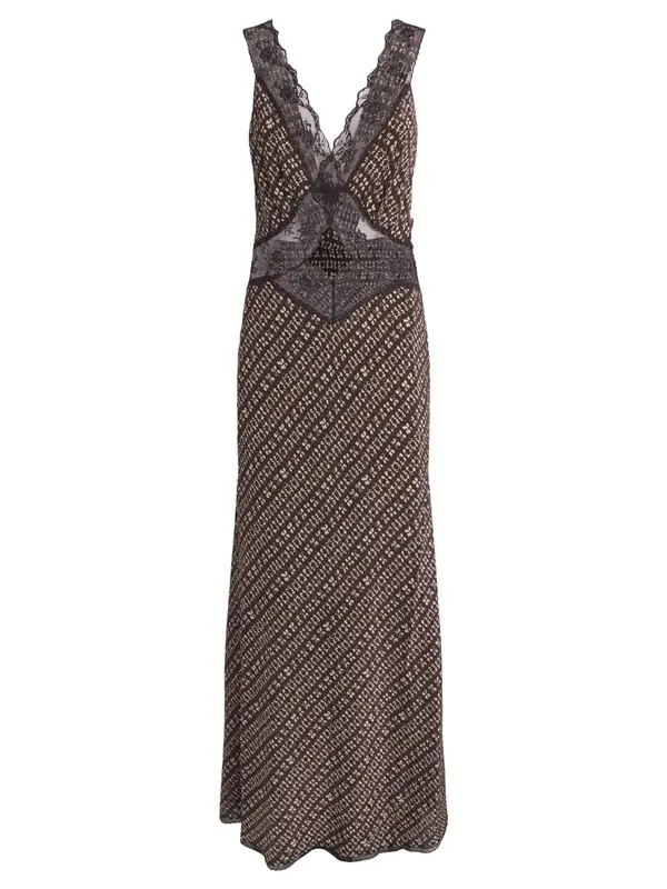 SIR. Astrid Print Lace Maxi Dress - Brown