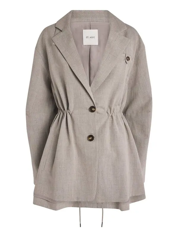 ST. AGNI Drawstring Waist Blazer - Beige