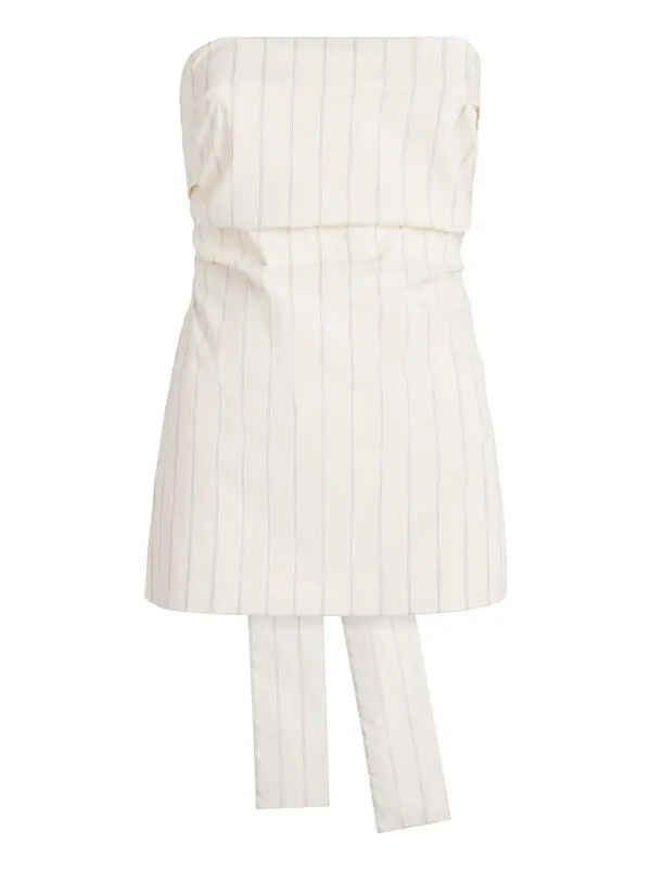ST. AGNI Pinstripe Tie-detail Bandeau Top - Ivory