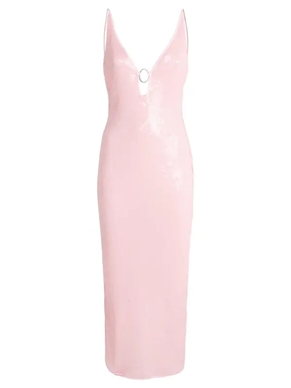 Oseree Sequinned O-ring Lumière Midi Dress - Pink