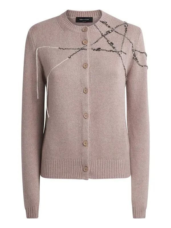 Fabiana Filippi Embellished Wool-silk-cashmere Cardigan - Brown