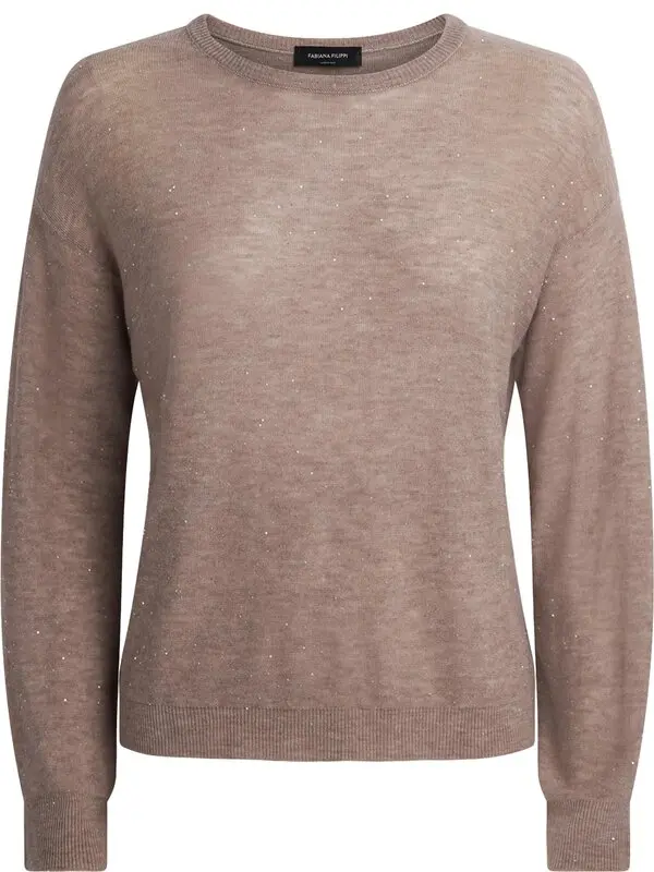 Fabiana Filippi Merino Wool-blend Embellished Sweater - Brown