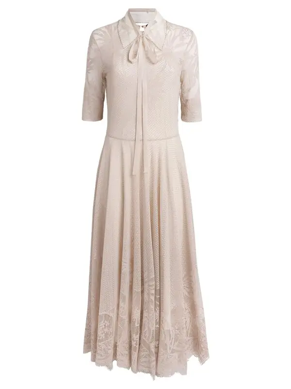 Fabiana Filippi Lace Jacquard Midi Dress - Beige